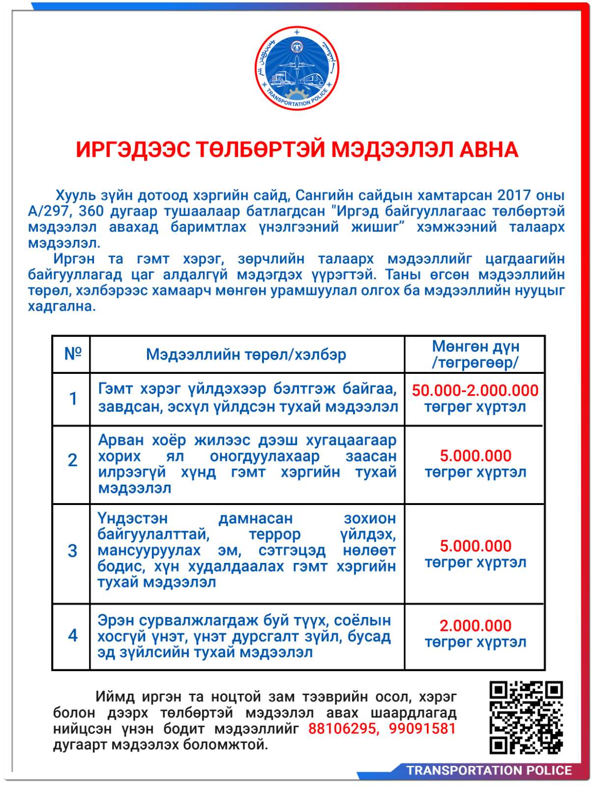 Тээврийн цагдаагийн албанаас 14 хоногийн хугацаанд эрэн сурвалжлагдаж